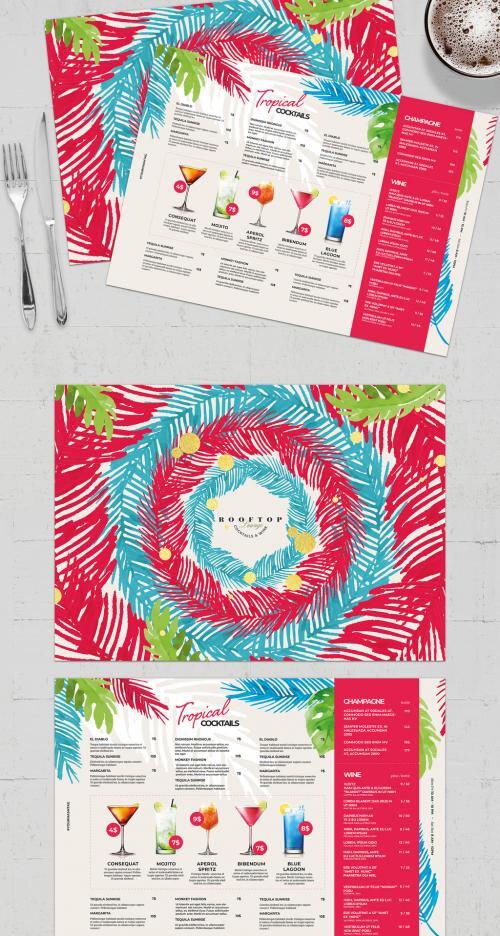 Vibrant Tropical Landscape Cocktail Bar Menu Layout | SoftArchive