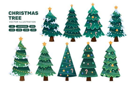 EE - Christmas Tree Vector Illustration Set PGGTH8G | SoftArchive