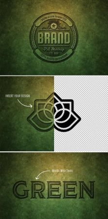 Engraved Logo Effect in Green Metal Mockup | SoftArchive