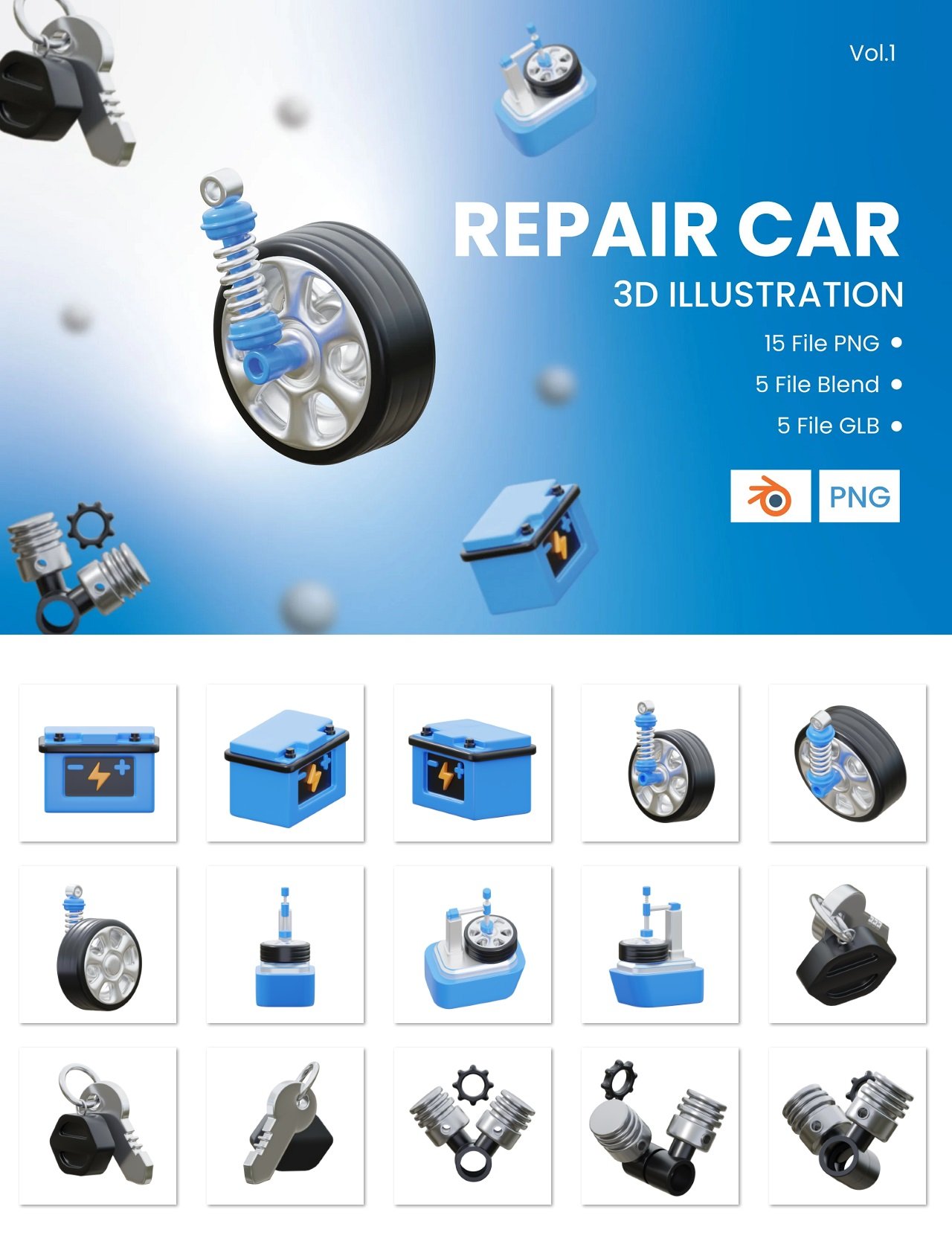 EE - 3D Icon Repair Car Illustration Vol.1 E69WNLE | SoftArchive