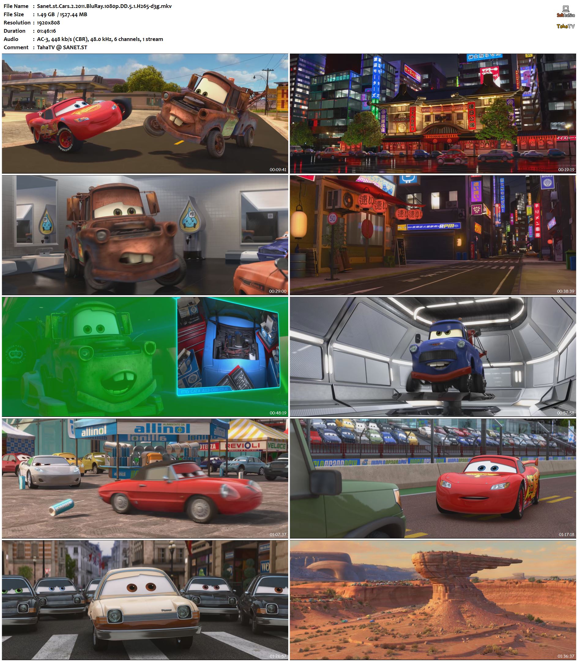 Cars 2 2011 1080p BluRay DD 5.1 H265-d3g | SoftArchive