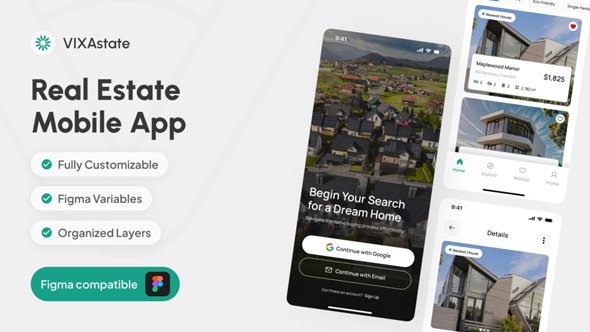 Real Estate Mobile App UI KIT Template for Figma | SoftArchive