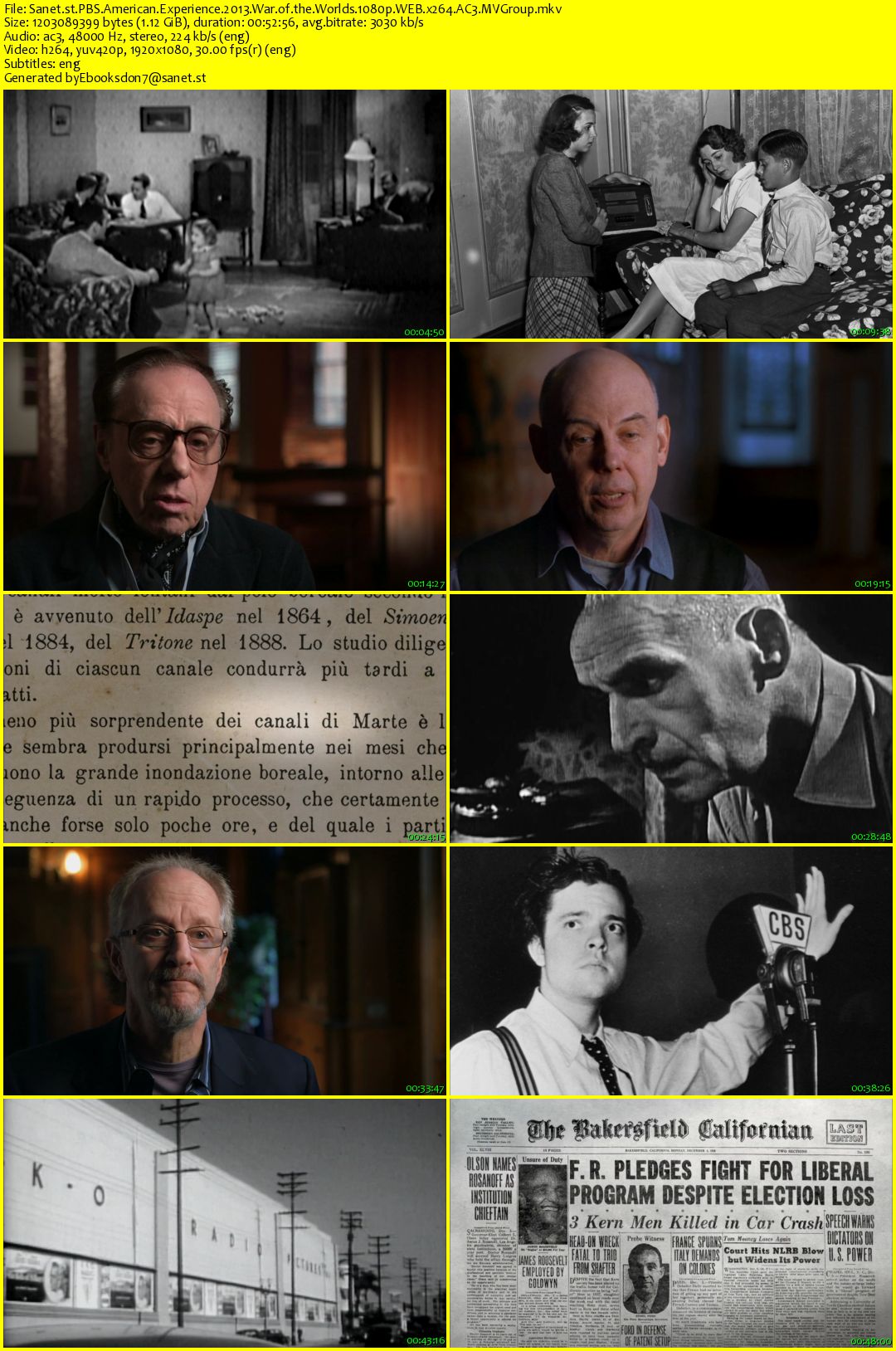 PBS American Experience - War of the Worlds (2013) 1080p WEB x264 AC3 ...