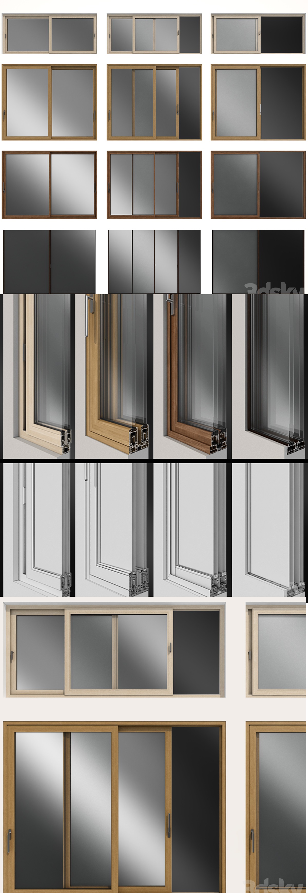 3dsky - Sliding stained glass wooden windows & doors 2892287 - 3D Model ...