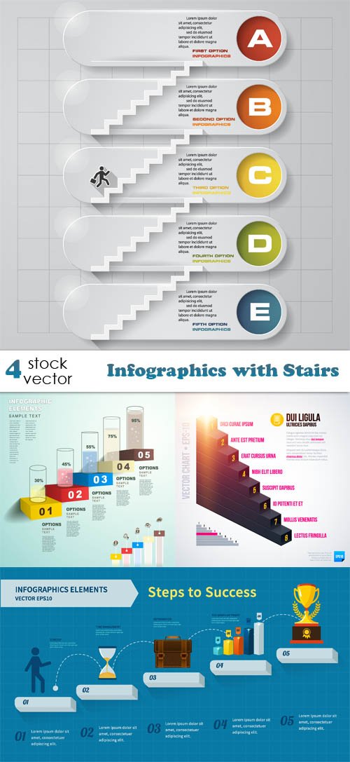 Vectors - Infographics with Stairs | SoftArchive