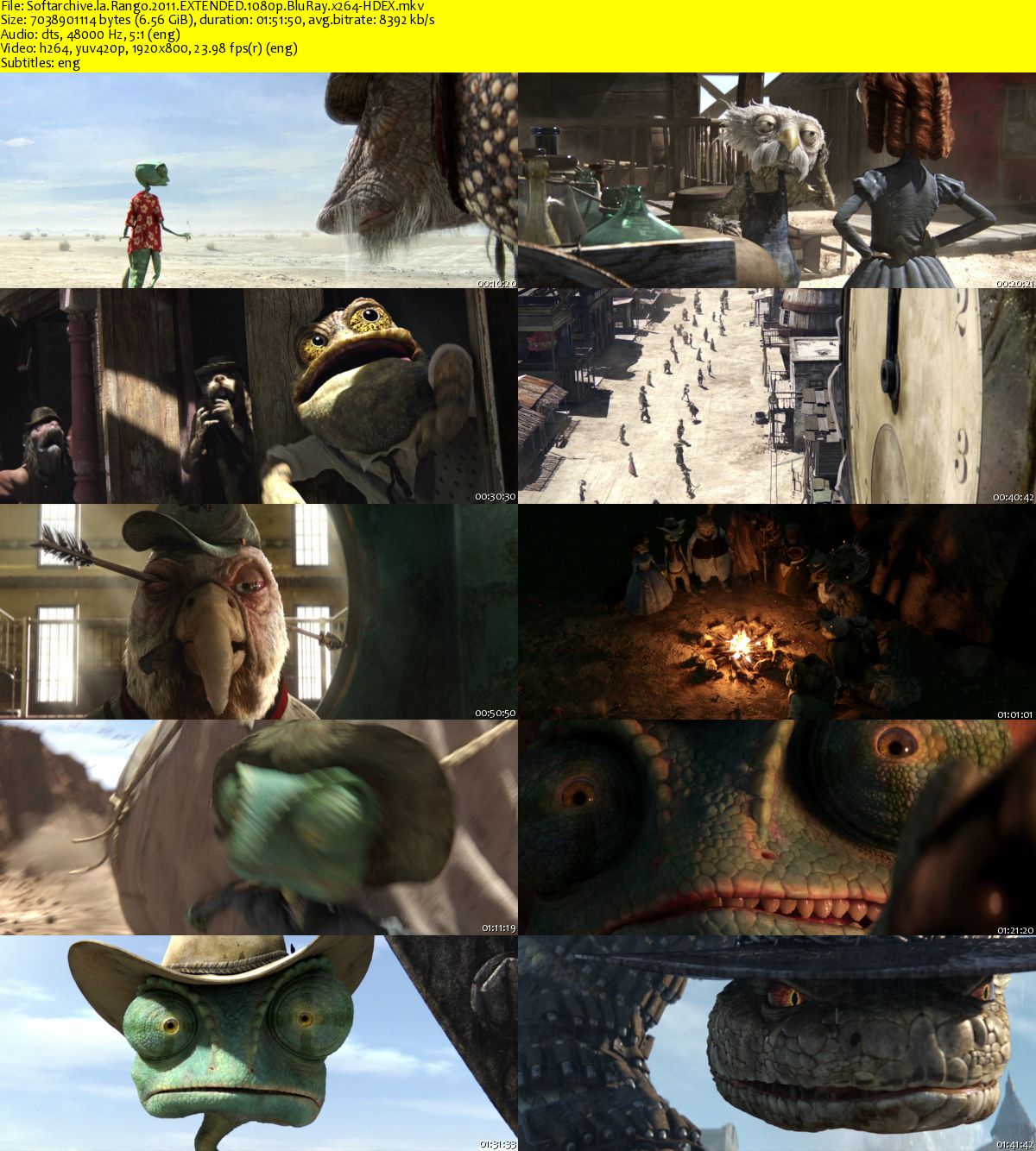 Rango 2011 EXTENDED CUT 1080p BluRay x264-HDEX | SoftArchive