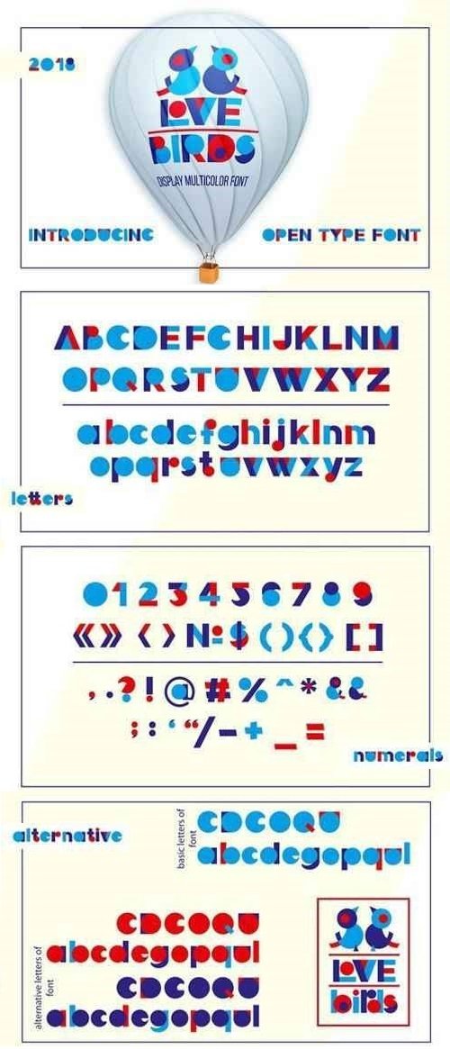 Love - birds multicolor font 2255244 | SoftArchive