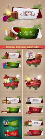 Christmas decorations banner vector illustration | SoftArchive