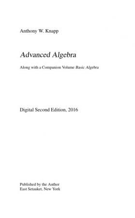 Advanced Algebra By Anthony W. Knapp | SoftArchive