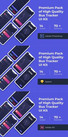 Bus Map Tracking UI KIT for Photoshop, Sketch, XD | SoftArchive