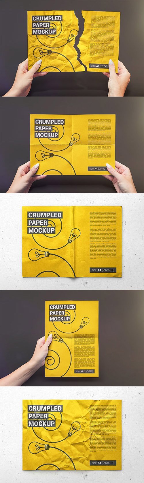 Crumpled A4 Paper / Poster / Flyer Mockup | SoftArchive