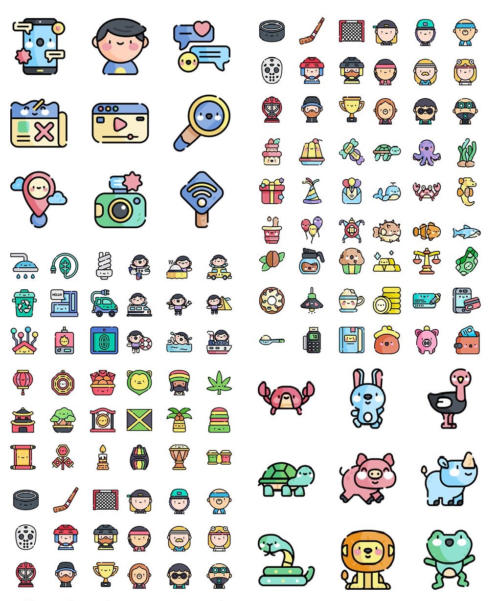 750+ KAWAII LINEAL Color Icons Set Vol5 | SoftArchive