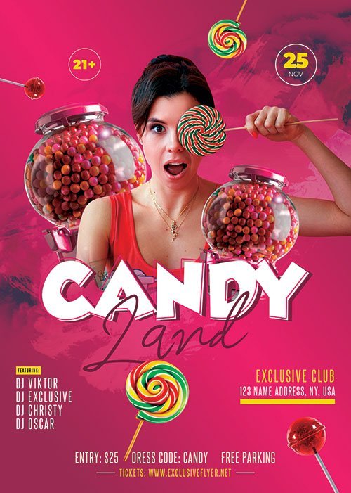 Candyland party - Premium flyer psd template | SoftArchive