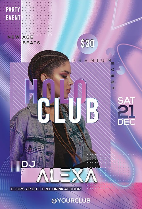 Holo Club - Premium flyer psd template | SoftArchive