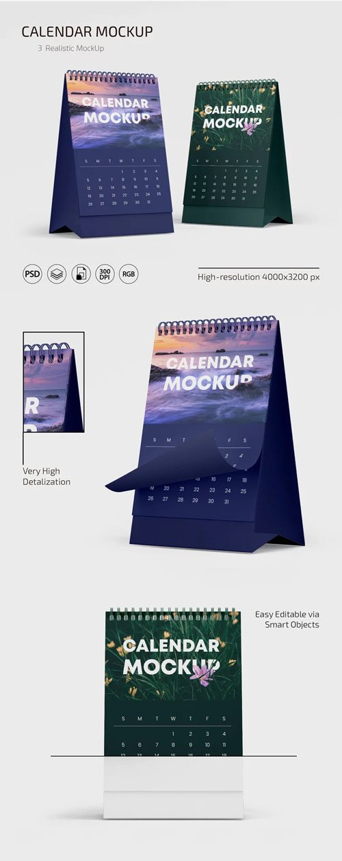 3 Realistic 2020 Calendar PSD Mockups | SoftArchive
