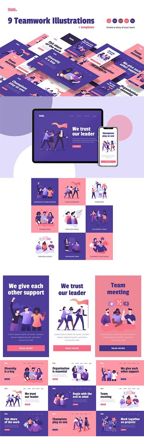 9 Teamwork Spot Concepts Set | SoftArchive