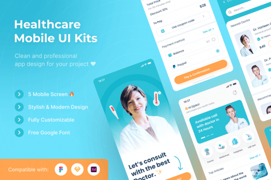 Healthcare Mobile UI Kits Template | SoftArchive