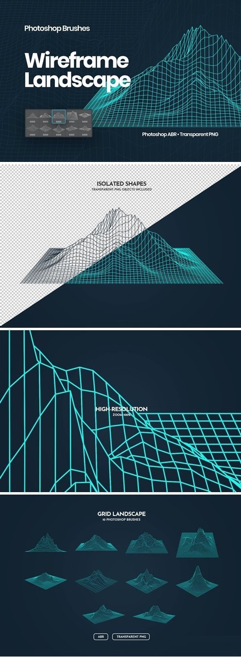 Wireframe Landscape Photoshop Brushes | SoftArchive