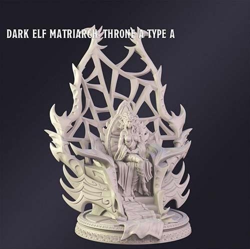 Print Ready 3D Model - Dark Elf Matriarch: Throne A - Type A | SoftArchive