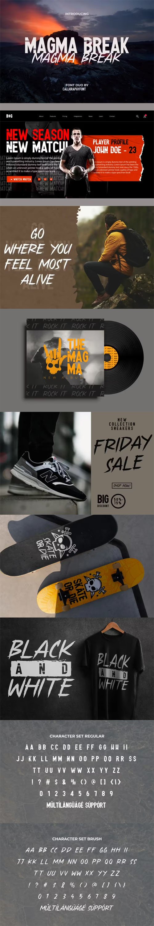 Magma Break Font Duo - Sans Display & Textured Hand Lettered Script ...