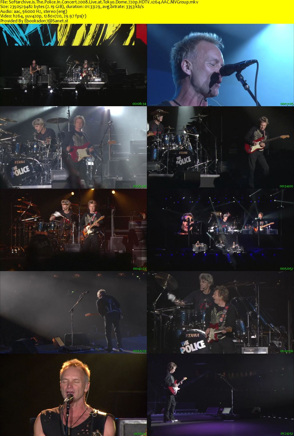 Wowow TV - The Police: In Concert 2008 - Live at Tokyo Dome (2008) 720p ...