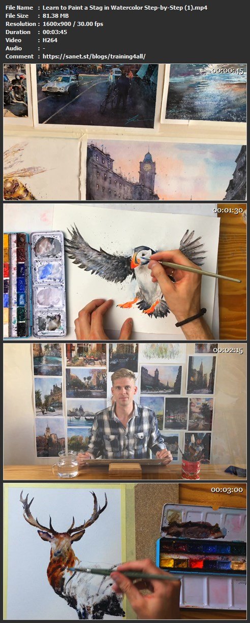 Learn to Paint a Stag in Watercolor: Step-by-Step Painting Using Easy ...