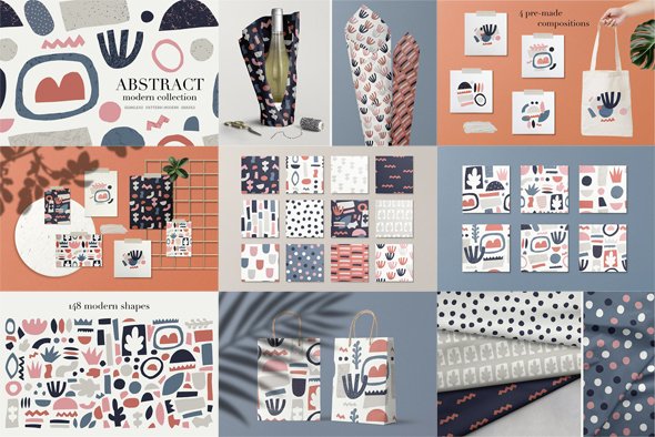CM - Abstract Modern Collection - Seamless Pattern & Modern Shapes ...
