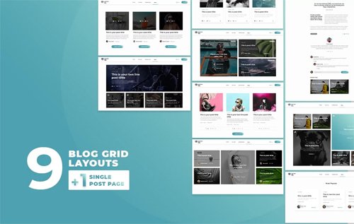 9 Blog Grid Layouts UI Kit PSD Templates | SoftArchive