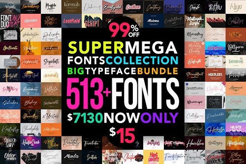 Super Mega Fonts Collection Big Typeface - 511 Premium Fonts | SoftArchive
