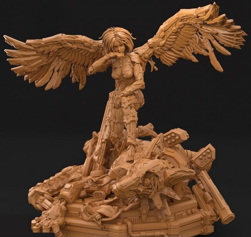 Cyborg Angel Pose Two – 3D Print Model | SoftArchive