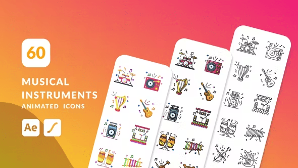 VideoHive - Music Animated Icons | After Effects - 48634534 | SoftArchive