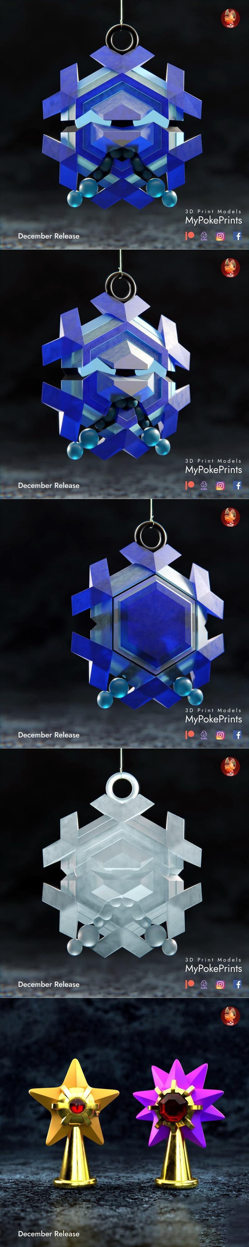 Cryogonal and Starmie Tree Christmas Toppers – 3D Print Model | SoftArchive
